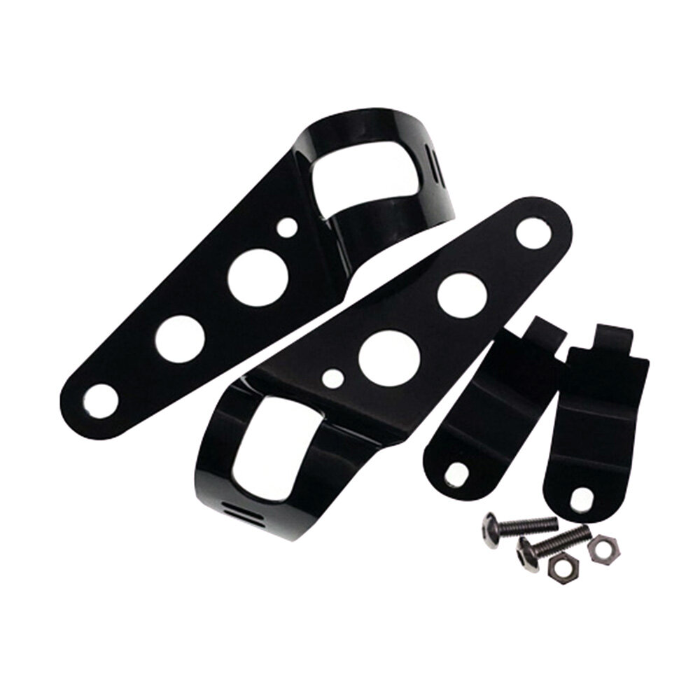 Универсальные кронштейны для фары мотоцикла Headlight Mount Brackets Ear черного цвета, диаметр 31мм-38мм, материал железо, модель 31-38mm/R004-1, подходит для универсальных мотоциклов cruiser bobber cafe racer с боковой односторонней фарами,