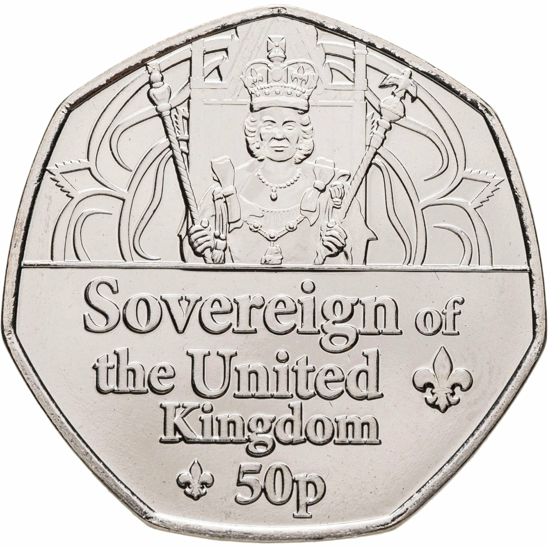 Гернси 50 пенсов 2022 "Титулы Королевы - Королева Великобритании", Мельхиор медь-никель, в сохранности BUNC