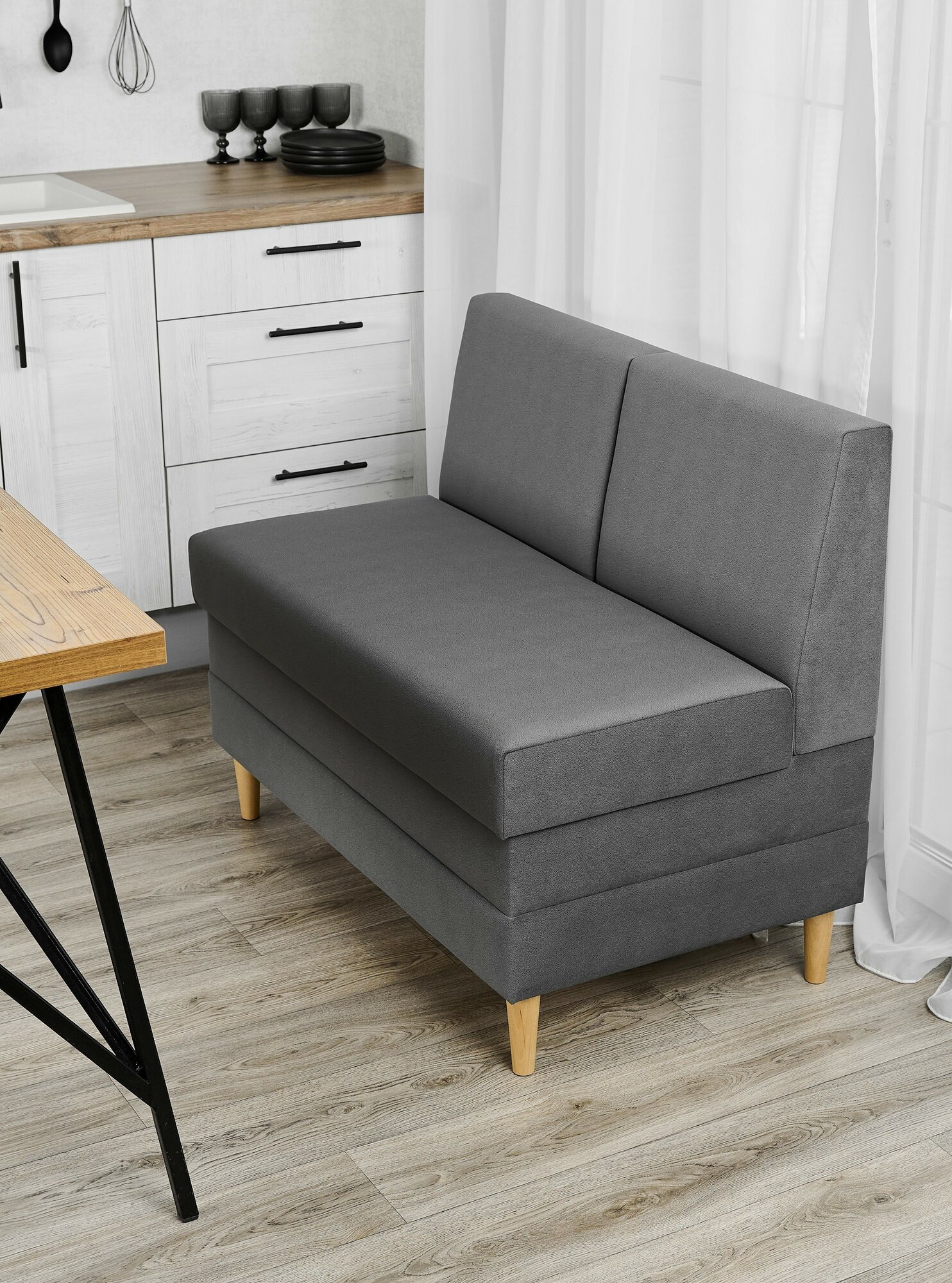 Диван с ящиком "Цезерио", для кухни, балкона и прихожей, 100x59x82 см, серый