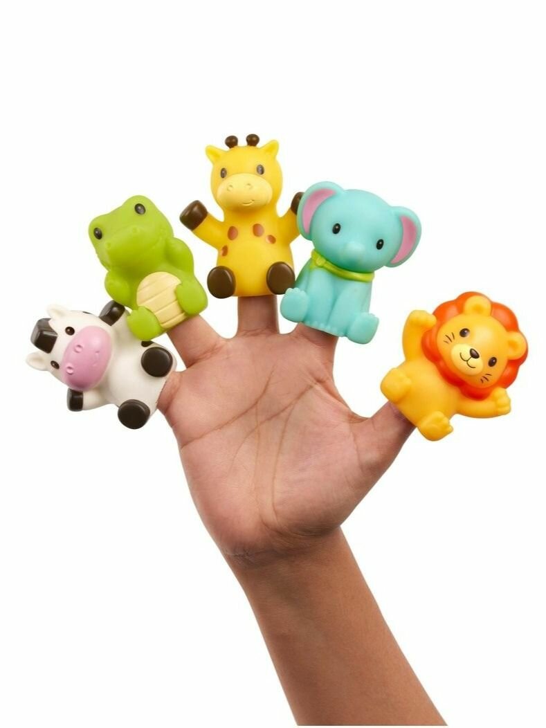 BATTAT Кукольный театр Сафари пальчиковые игрушки и книжка для ванны для малышей от 0 месяцев