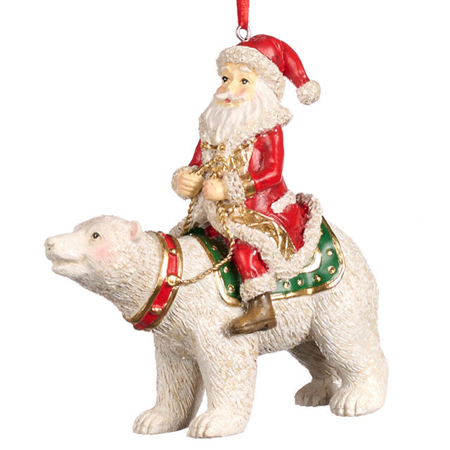 Елочная игрушка Санта на полярном медведе из Лапландии 12 см, Goodwill (Гудвилл), D43265-1