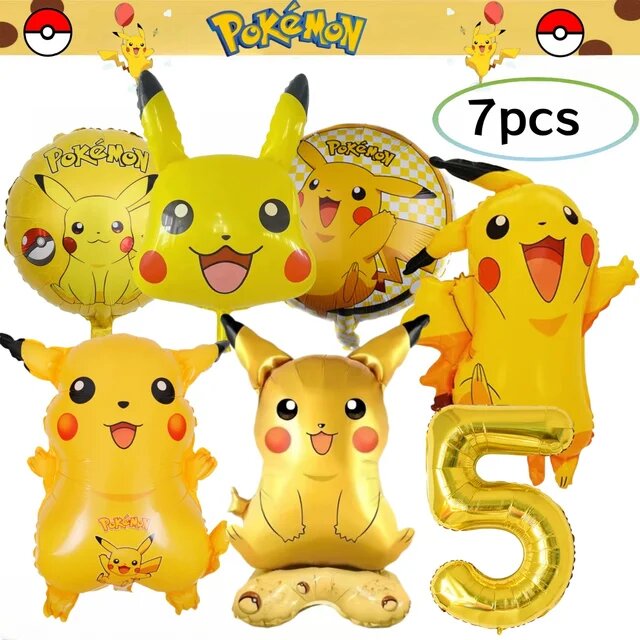 Украшения для дня рождения в стиле покемонов, самодельные наклейки с Пикачу, столовая посуда, тарелки, скатерти, подарки для детских праздников, праздничные атрибуты