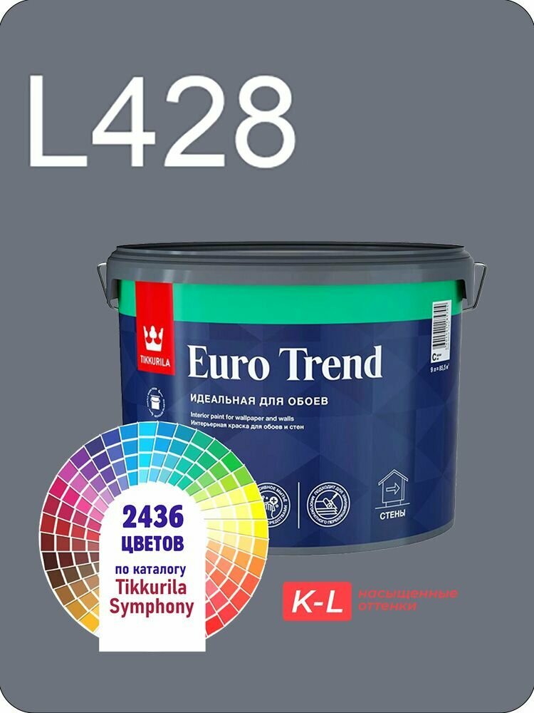 Краска для обоев Tikkurila Euro Trend 9л. насыщенные оттенки L428