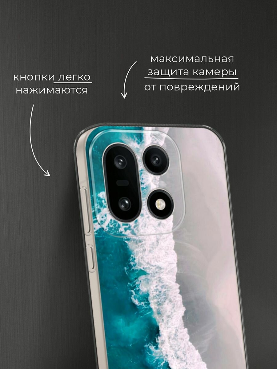 Силиконовый чехол на OnePlus 15 / Ван Плас 15 с принтом Бирюзовые волны — фото 1