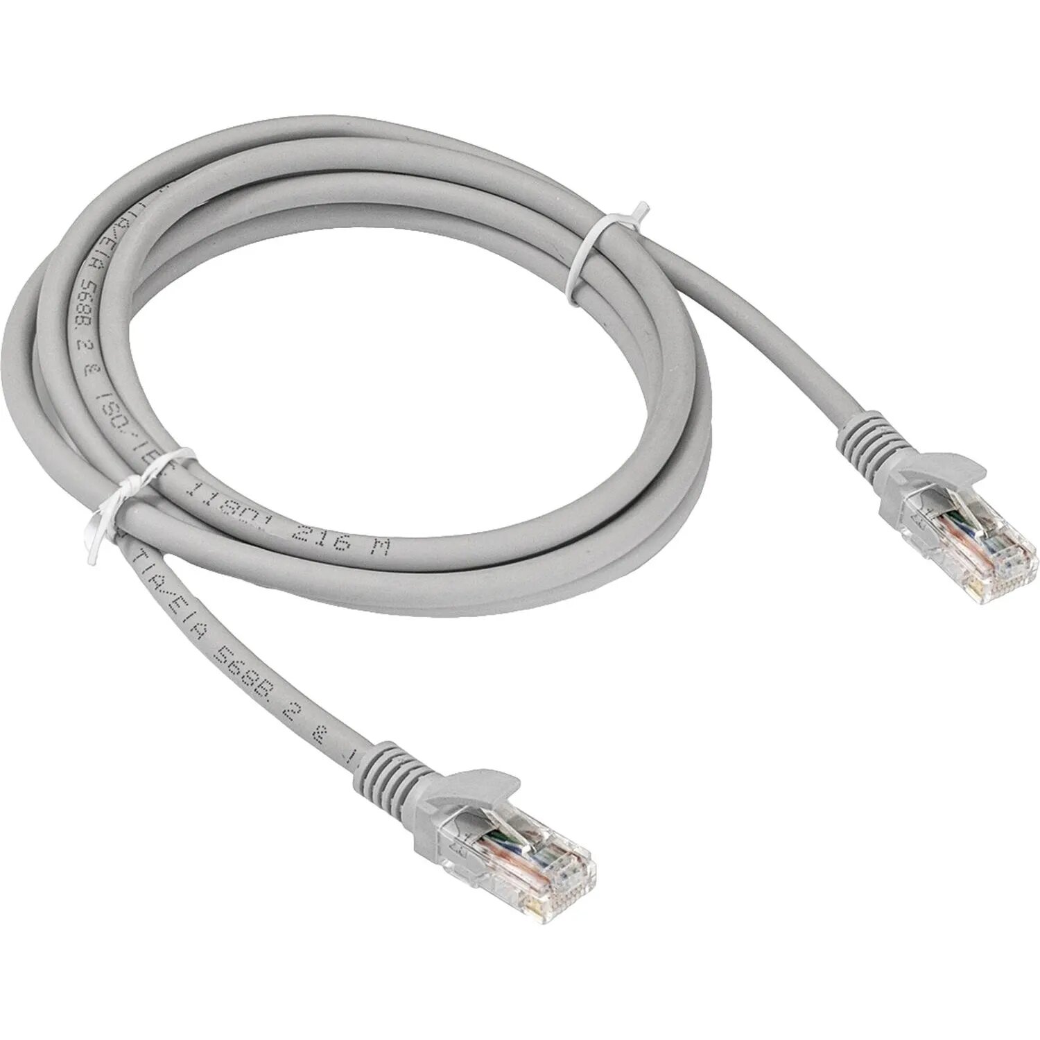 Патч-корд ExeGate UTP-RJ45-RJ45-5e-2M-LSZH-GY, cat.5e, 2м, сер