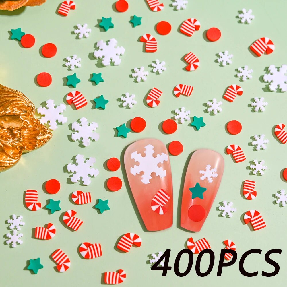 Слайсы для ногтей, 400 шт, PD193-1, рождественская тема