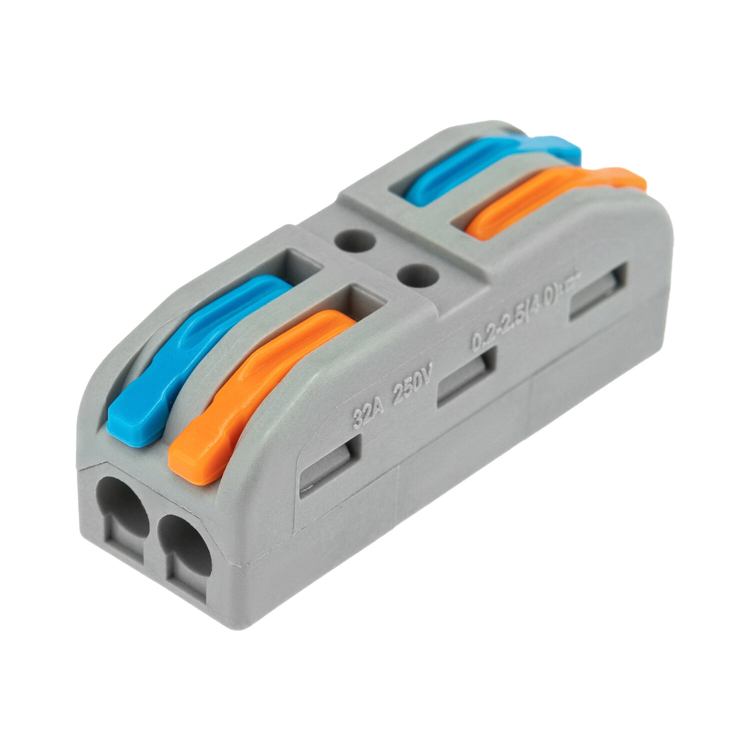 Клемма СМК REXANT 222-422 проходная 2 полюса 0,08-4 мм², серая, 25 шт.