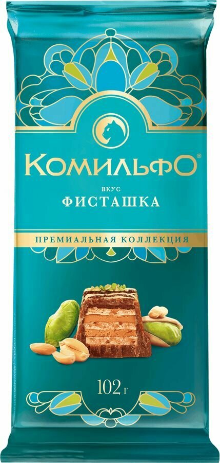 Шоколад молочный и белый комильфо с фисташкой, 102 г x 5 упаковок