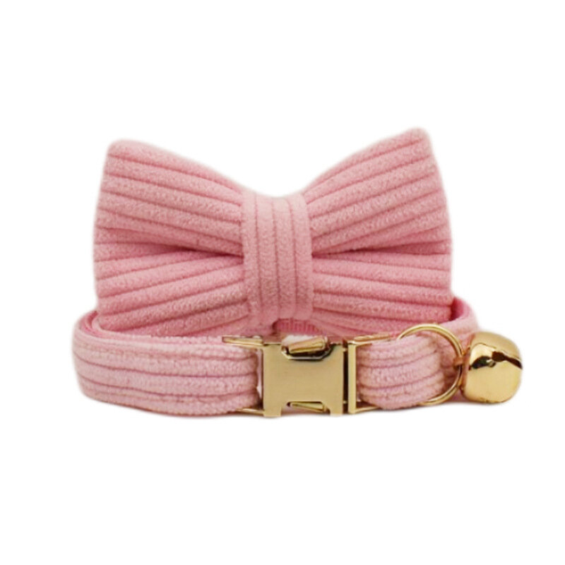 Розовый бархатный ошейник для кошек Ошейник для домашних животных Милый кошачий колокольчик Кошачий ошейник с бантом