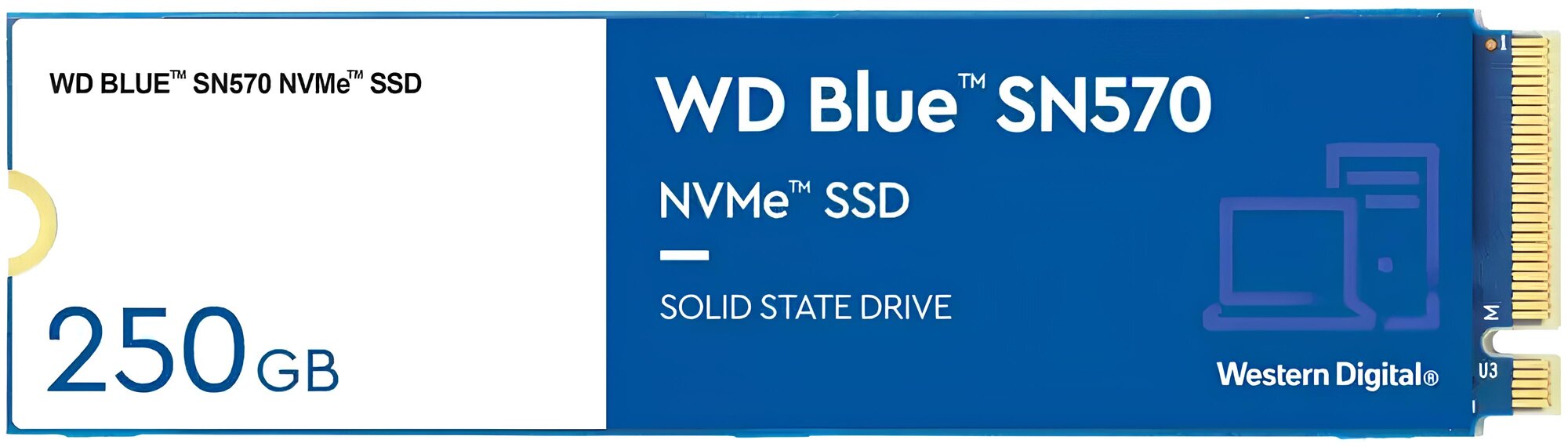 Диск SSD Western Digital Blue SN570, 250 Gb, M.2 2280, PCIe Gen3 x4, NVMe (WDS250G3B0C)