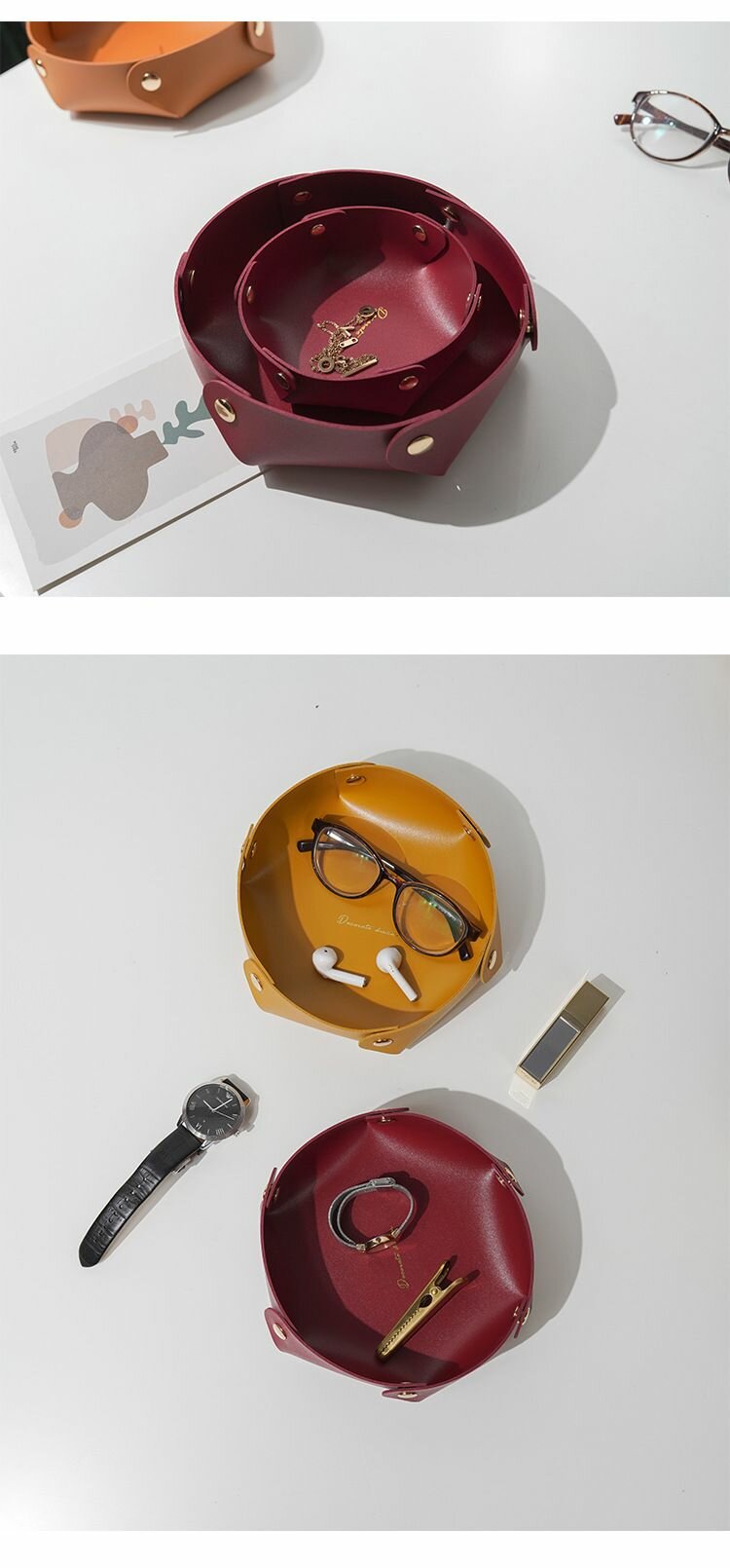 Органайзер для аксессуаров, мелочей, украшений, ключей из экокожи, корзинка для мелочей