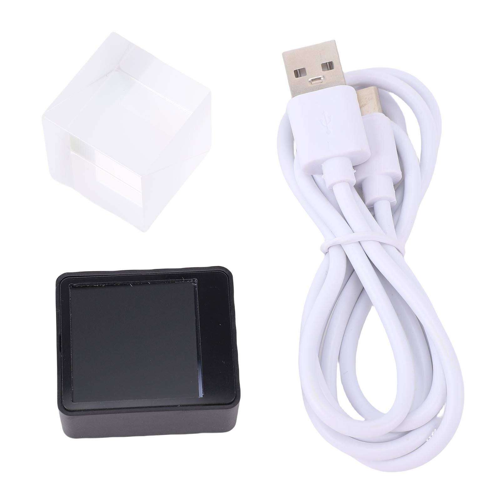 Светодиодный голографический кристаллический куб, 3D-дисплей для фотографий, умные цифровые часы с погодой для настольного украшения автомобиля, GIF-анимация, проигрыватель для фотоальбомов, черная основа