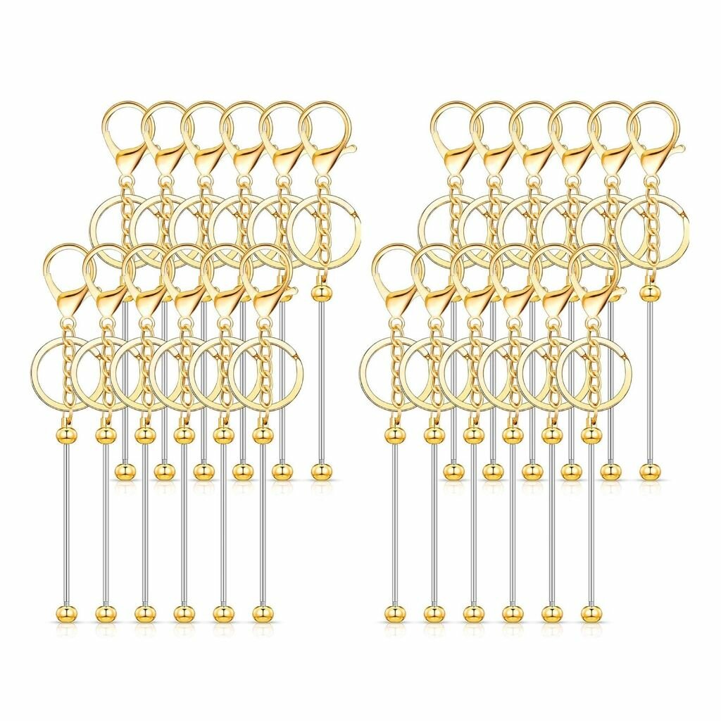 Портативный 24 шт. брелок из бисера, подвесной набор, прочные заготовки сплава, аксессуары для брелоков с бисером, принадлежности рукоделия, ювелирные изделия