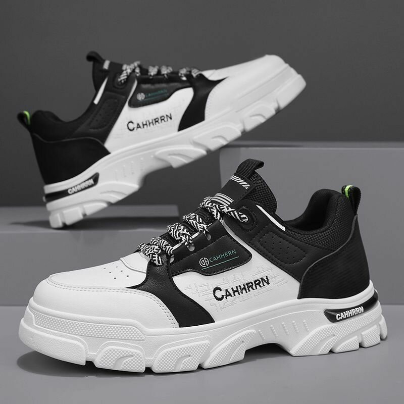 LUO Кеды Мужчины Осень Рабочая Антискользящие Хлопковая Ткань/H075 white black