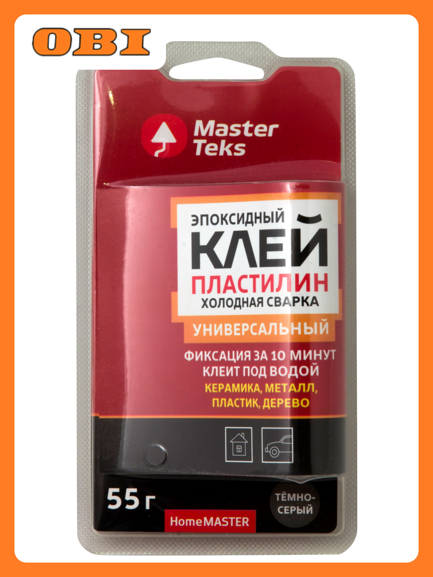 MasterTeks HM клей-пластилин эпоксидный холодная сварка 55 гр темно-серый
