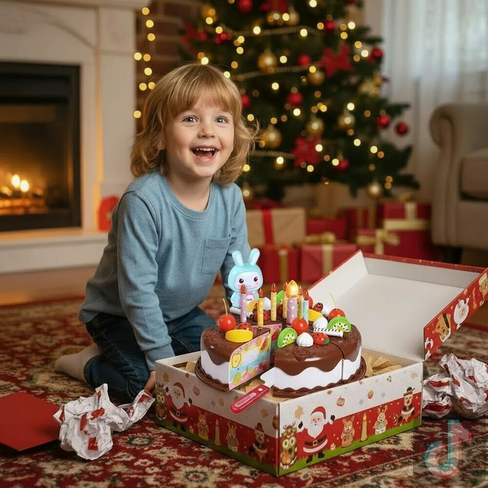 Детский подарок на день рождения, набор игрушек с едой, набор для игры в кулинарию, со свечами для детей, классическая игрушка, 38 предметов