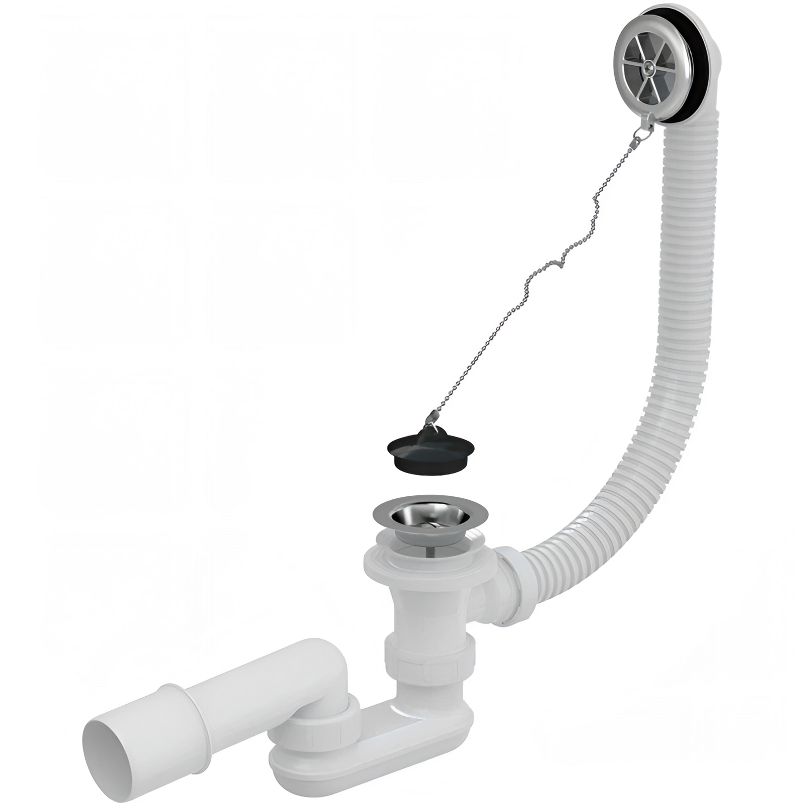 Обвязка сливная Alacaplast A501, для ванны, хромированная, 52мм