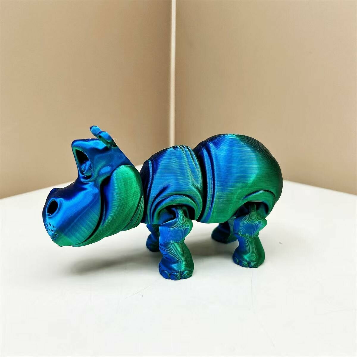 Шарнирная фигурка бегемота с 3D-принтом, подвижная игрушка-антистресс, Белый, 1 шт