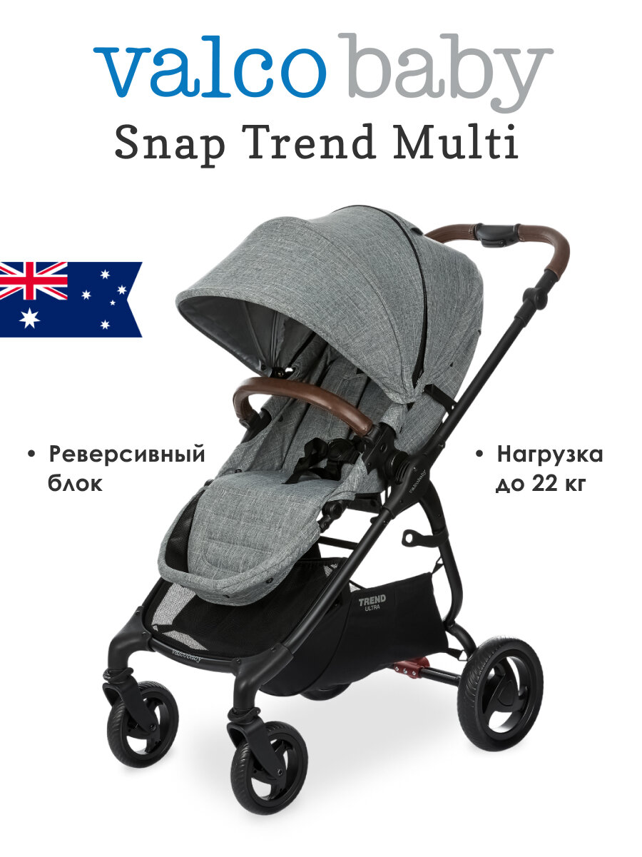 Универсальная прогулочная коляска Valcobaby Snap Trend Multi с функционалом 2в1, цвет: Grey Marle
