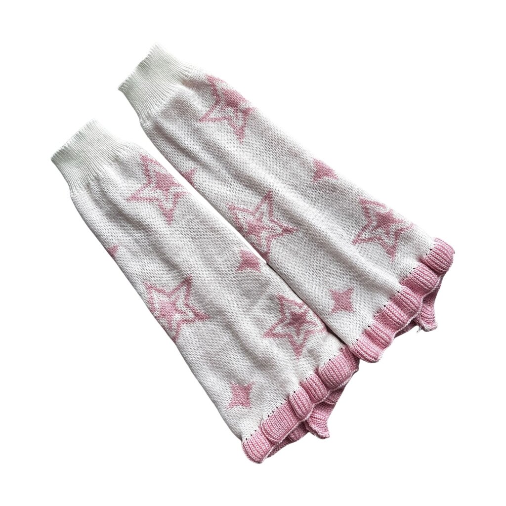 Панковские вязаные гетры с рюшами, расклешенные чехлы для ног со звездным рисунком, Мешковатые расклешенные широкие длинные чулки для женщин и девочек