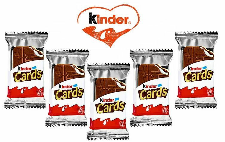 Шоколадно-молочное печенье Киндер Кардс / Kinder Cards 5шт х 25,6 гр (Германия)