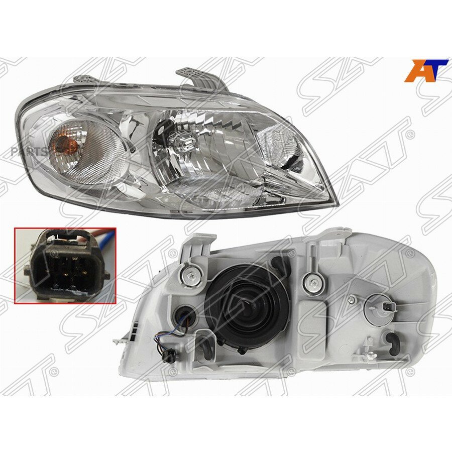 Фара Chevrolet Aveo 05-11 / Daewoo Gentra 05-11 (Справа/ 4D SED/ под электрокорректор) от официального дистрибьютора, SAT, артикул ST2351104REM