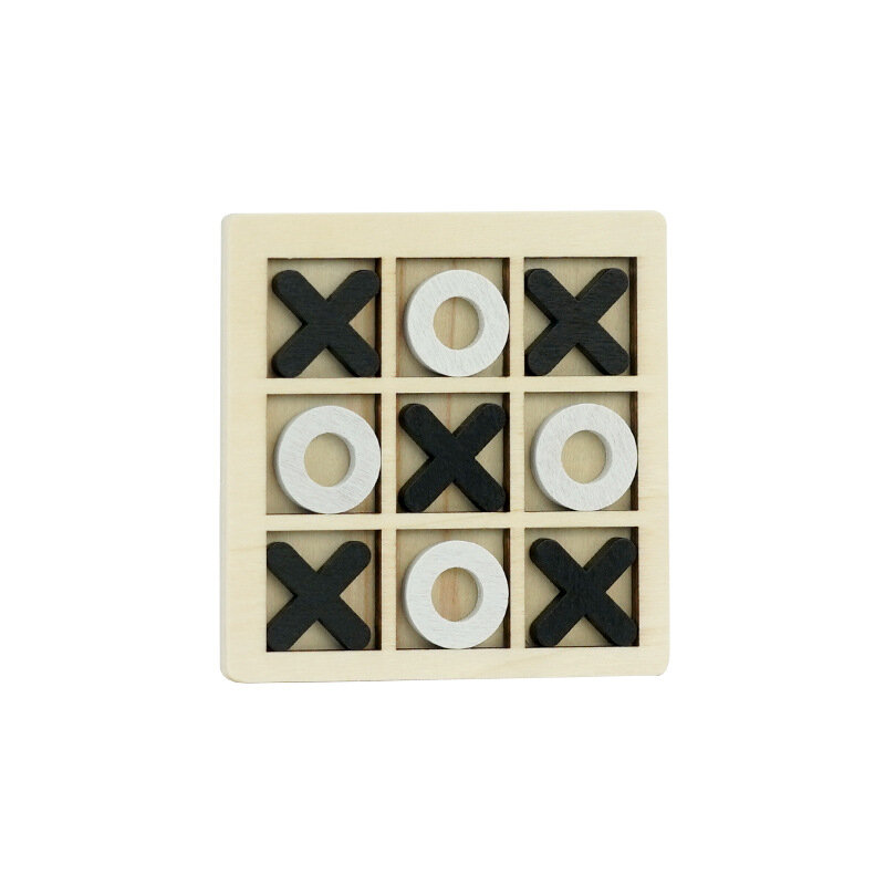 Деревянная доска для игры в крестики-нолики, черно-белый цвет, 9,8x9,8 см, компактная настольная игра для детей и семьи