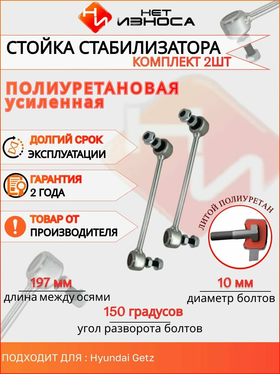 Стойки стабилизатора полиуретановые усиленные NL154-2 (левая и правая) Hyundai Getz