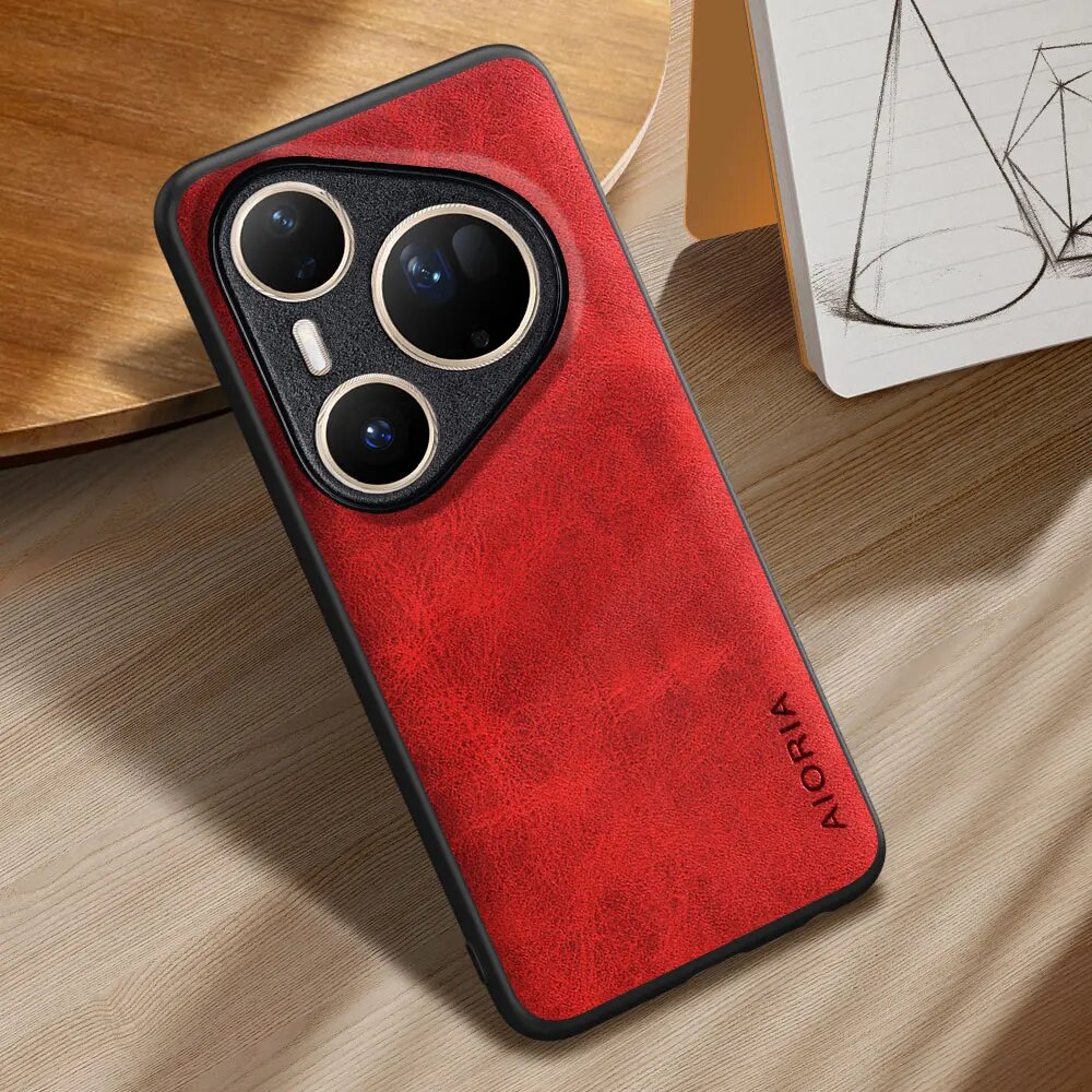 Красный кожаный чехол для Huawei Pura 70 Ultra