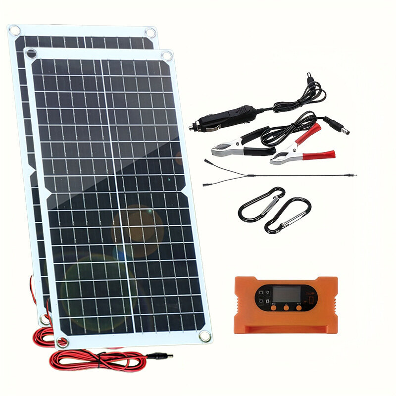Трансграничная поставка портативной уличной солнечной панели мощностью 40 Вт с контроллером быстрой зарядки, портом зарядки типа C, аварийной панелью