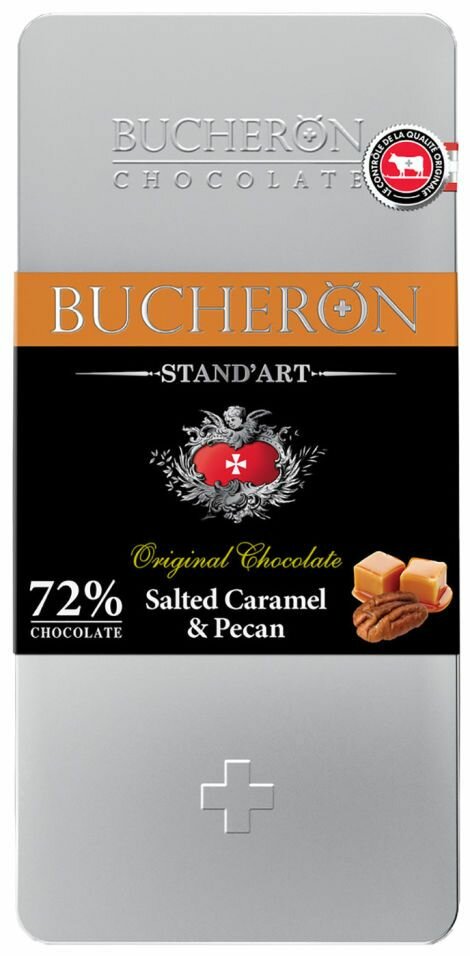 Шоколад BUCHERON, горький, с солёной карамелью, пеканом, 100 г