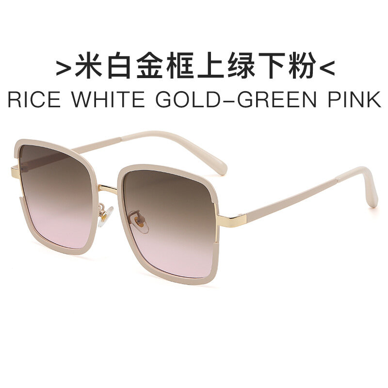 2026 Корейская версия модных интернет-знаменитостей, полигональные двухцветные гальванические нерегулярные солнцезащитные очки с защитой от УФ