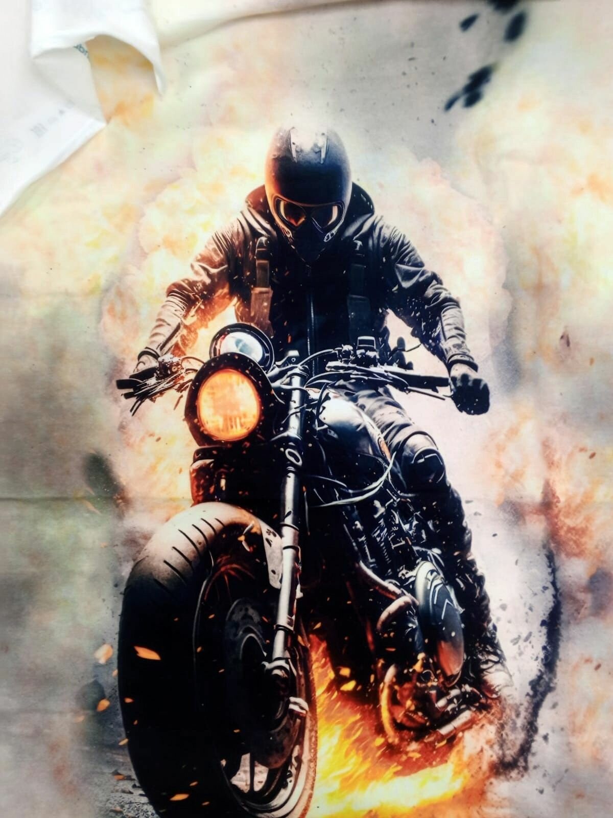 Кулирка с лайкрой купон "Мотоциклист" ширина 180см, высота 85+-2см пенье