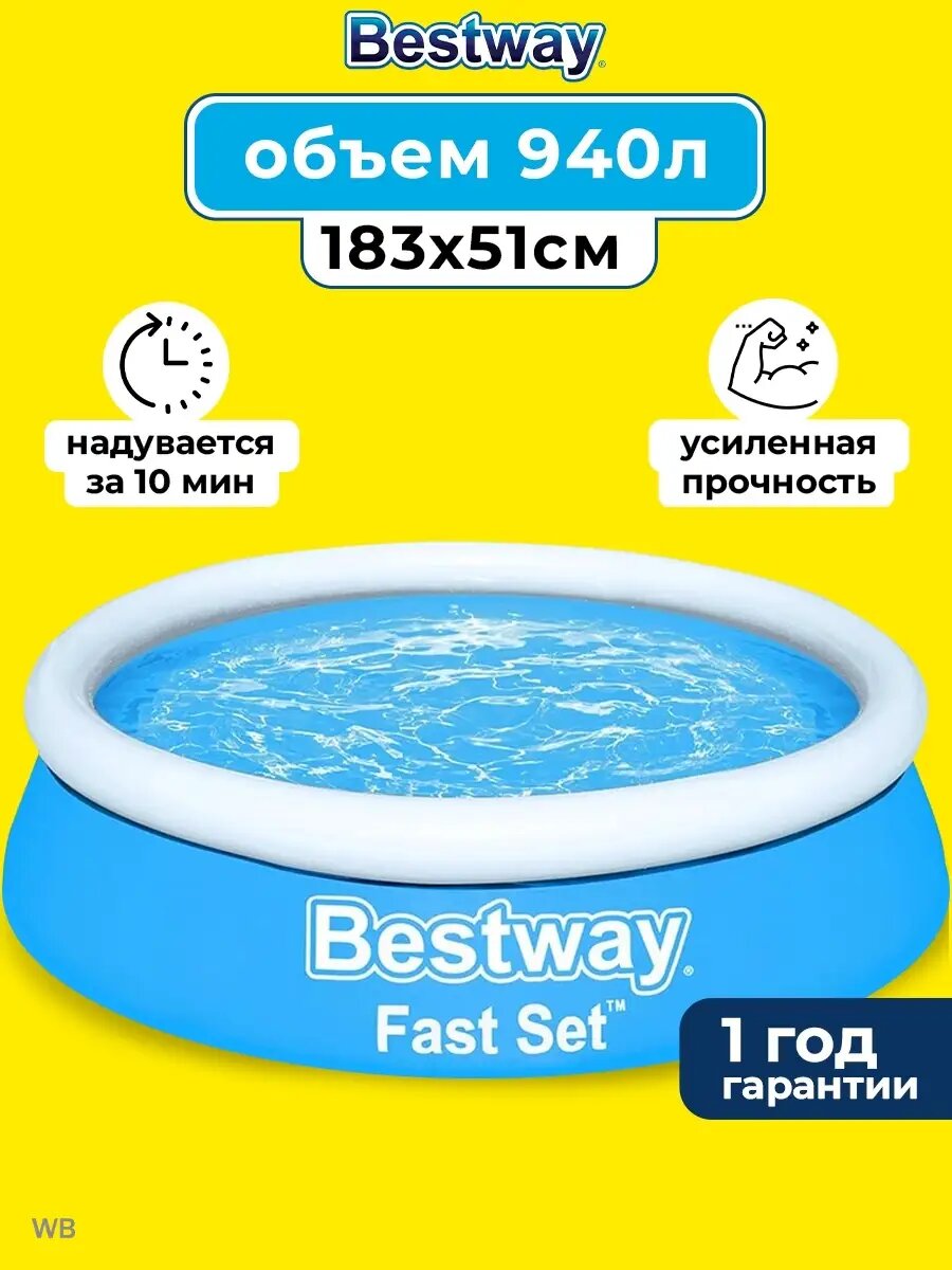 Бассейн надувной большой круглый, детский и взрослый