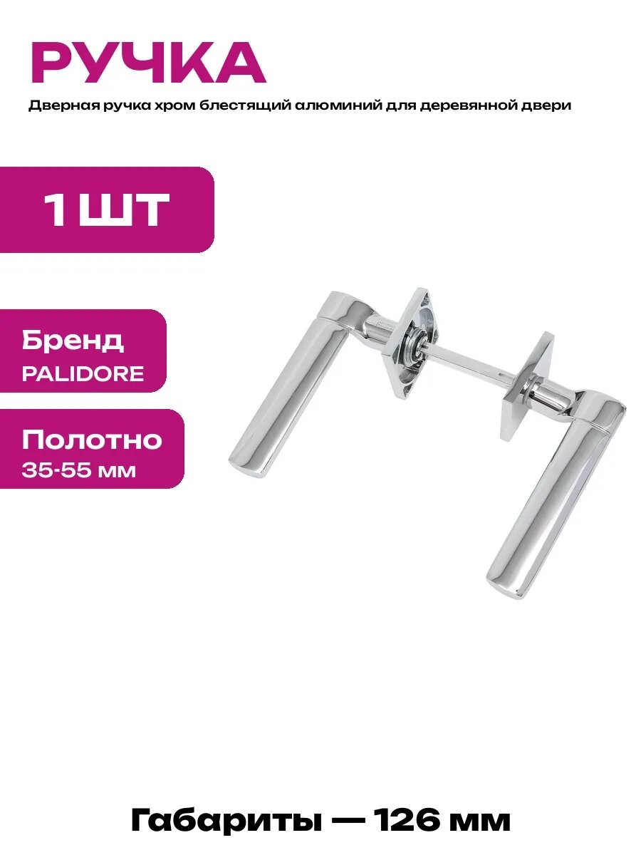 Ручка для межкомнатных дверей алюминий квадратная хром серая