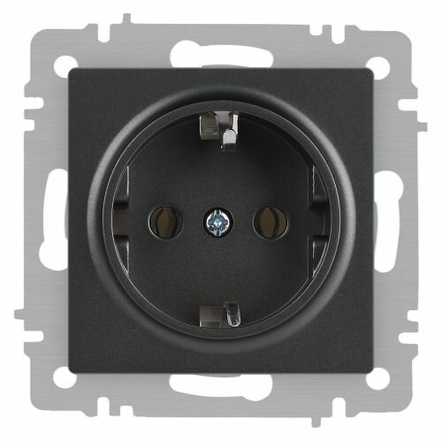 Розетка 1-м СП Accent 6-202-07 16А IP20 250В 2P+E Schuko графит Intro Б0063697