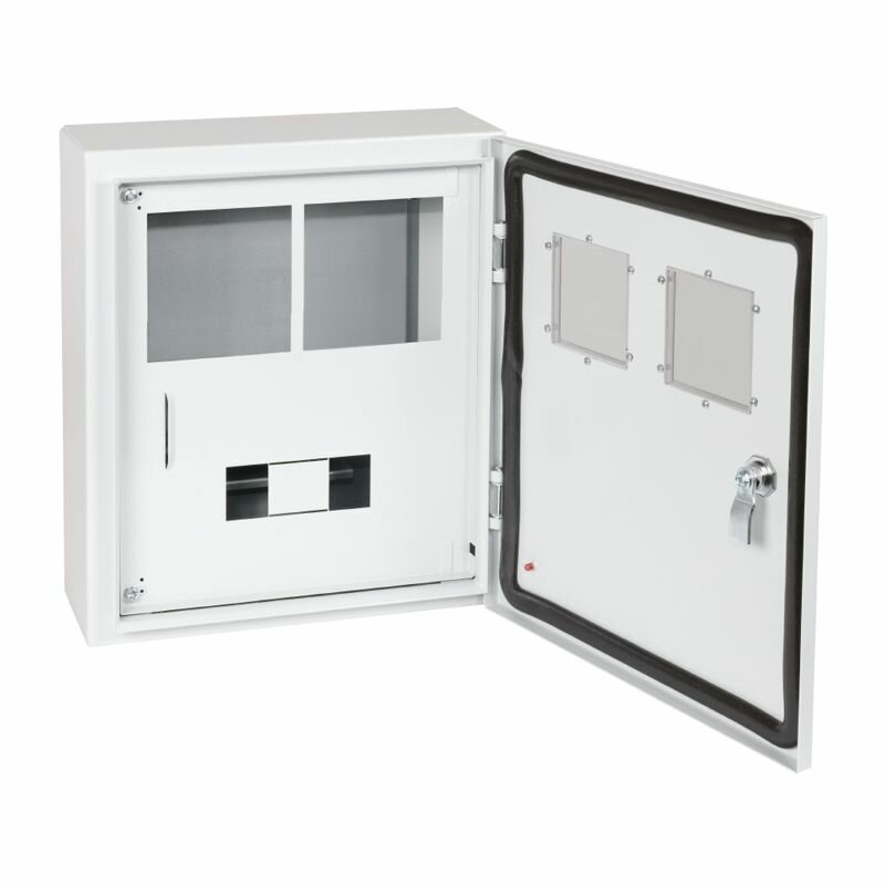 Корпус металлический ЩУРн-ПРО-1х2-МП/7-415х370х147-IP66-УХЛ1 (1фх2 счетчика на МП с окном учета 7 модулей про) КЭАЗ 367474