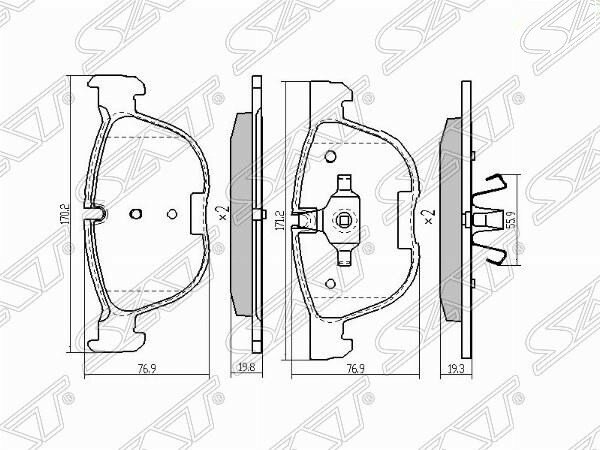 Колодки тормозные SAT ST-34116852253 спереди BMW X5 06-18 / X6 08-20