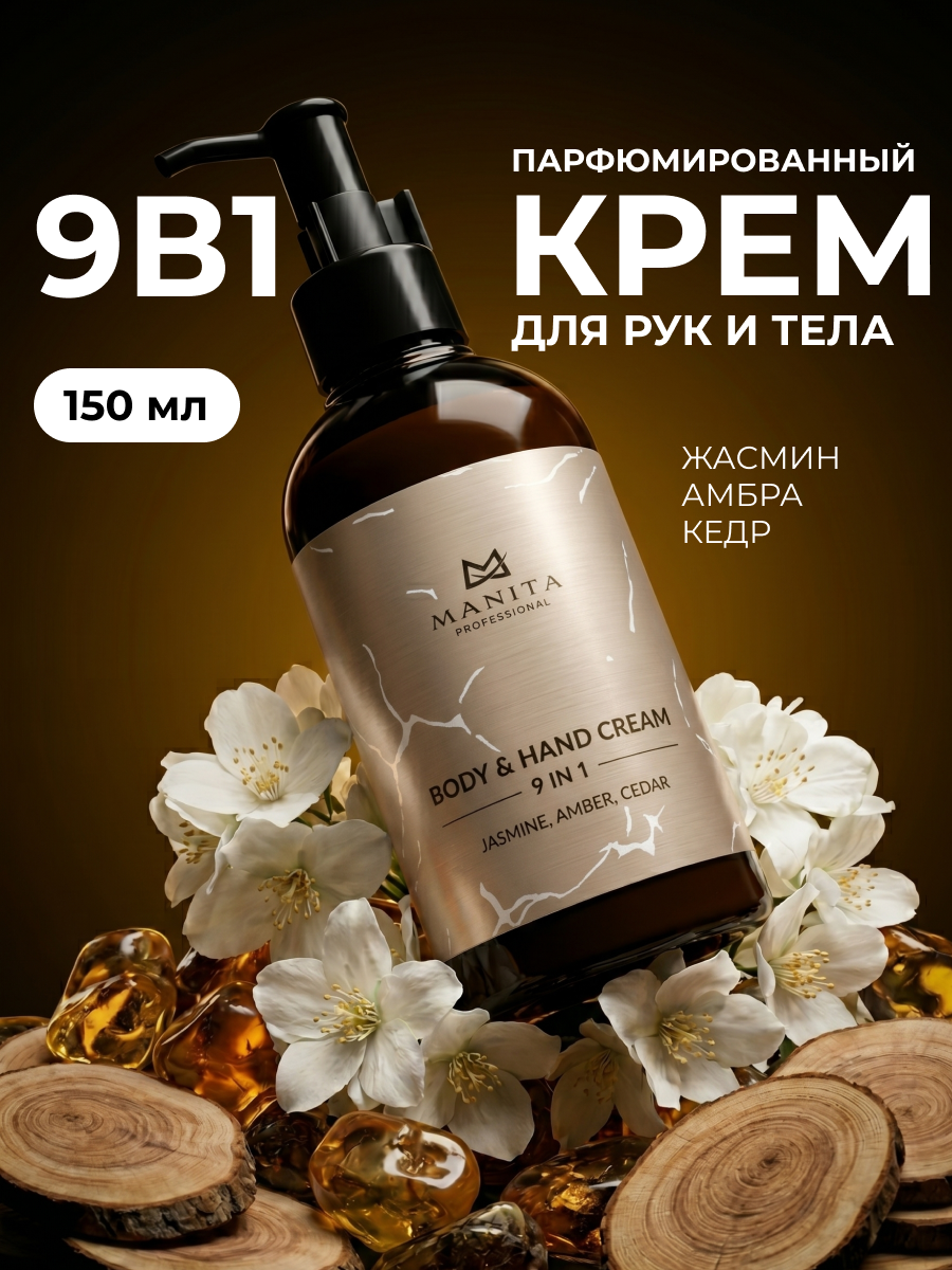 Крем для рук и тела Manita Professional JASMINE, AMBER, CEDAR, 150 мл