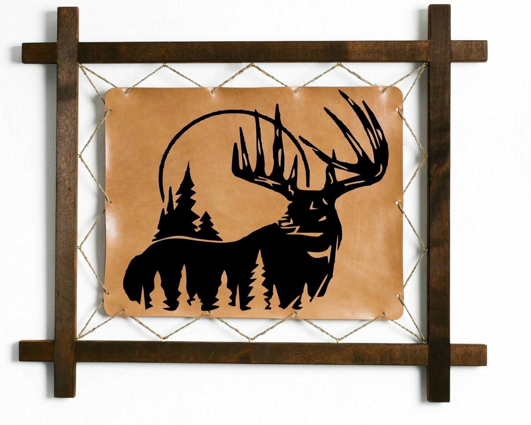 Картина интерьерная из кожи "Северный олень", BoomGift