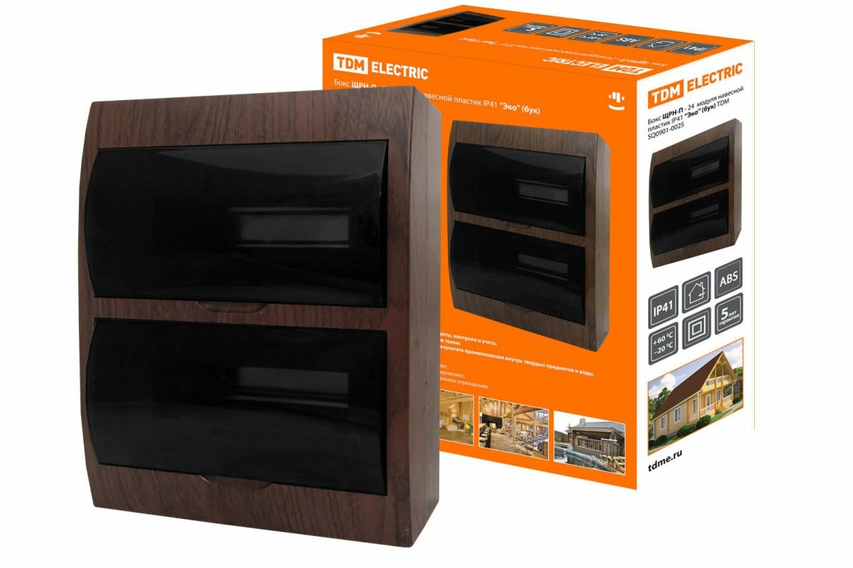 Бокс ЩРН-П-24 модулей навесной пластик IP41 «Эко» (бук) TDM