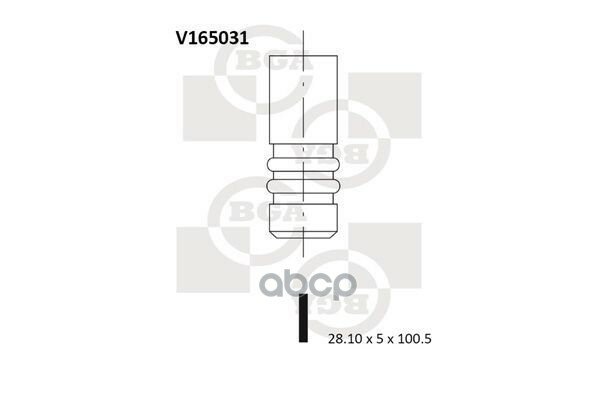 Клапан выпускной 28.1x5x100.5 FIAT 500/DOBLO/PANDA/PUNTO/LAN MUSA 1.2-1.4 05- EX шт. Bga арт. V165031