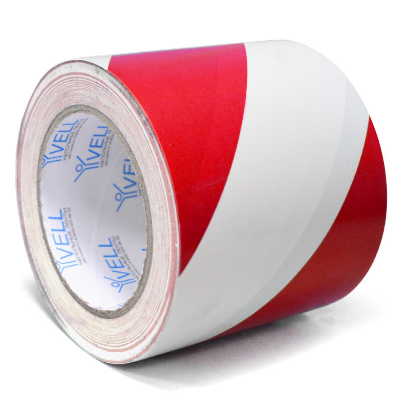 Набор Лента Vell Standart для разметки самоклеящаяся, ПВХ 100мм х 33м х 0.15 мм, красно-белый {301595} (3 шт)