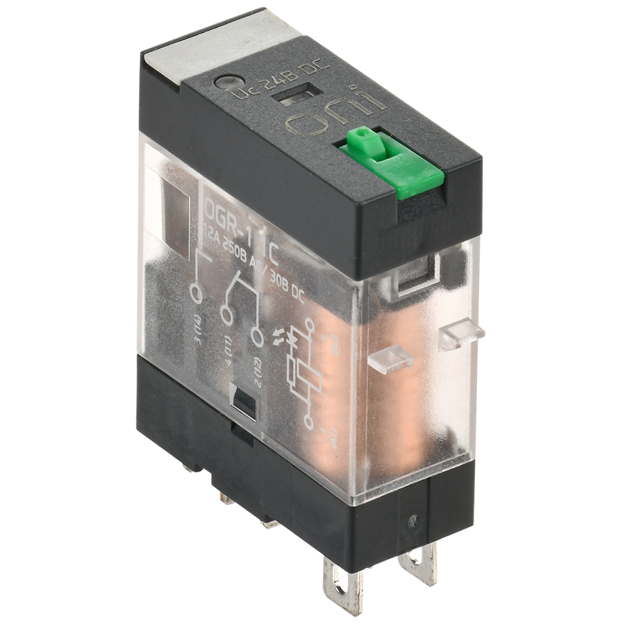 Реле общего назначения OGR-1 1C 24В DC со светодиодом и тестовой кнопкой ONI, IEK OGR-1-1C-DC24V-L-B (1 шт.)