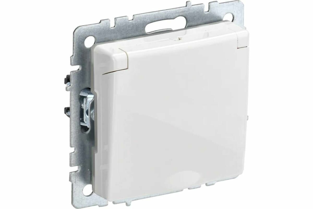 Розетка с крышкой с заземлением 1-местная белая IEK BRITE 16А IP20(комплект из 2 шт)