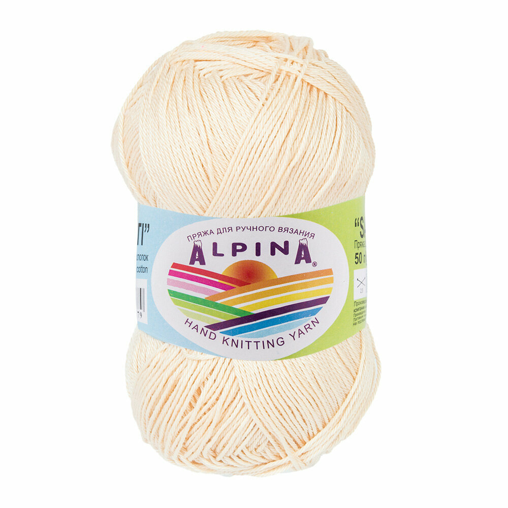 Пряжа ALPINA "SATI" 100% мерсеризованный хлопок 10 шт. х 50 г 170 м +- 10 м №037 молочный