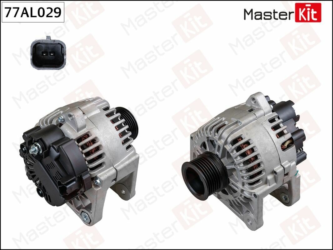 Генератор для автомобилей Renault Logan 2007-, Duster 2010-15, Megane 2 2002-09, Scenic 2 2003- 14V/110A MasterKit арт. 77AL029