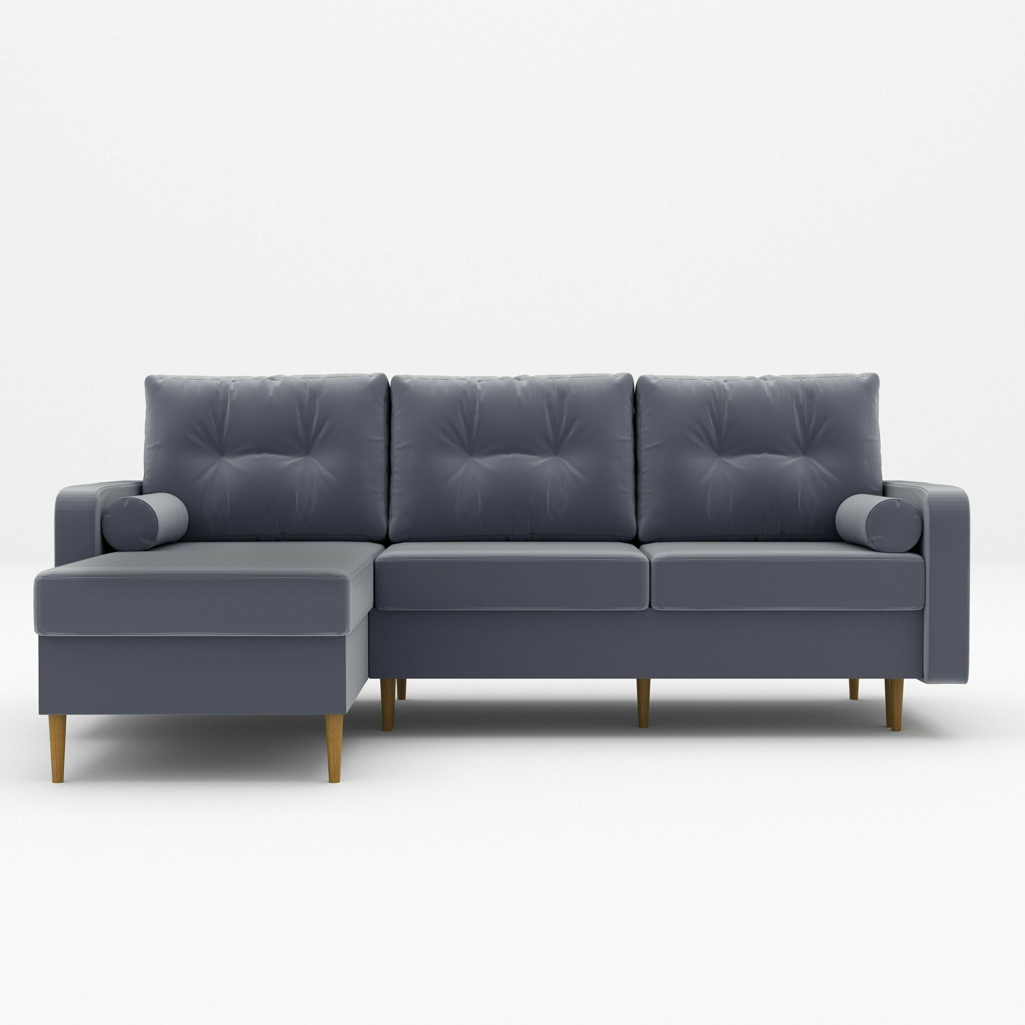 Угловой диван на ножках Дэйо, правый угол, еврокнижка тик-так, с ящиком для белья, габариты 2200*1450*800, микровелюр