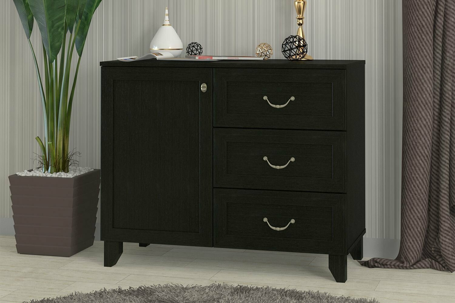 Комод Ренди 10М 95х40х80 венге цаво, рамка квадро МДФ, ножка №3