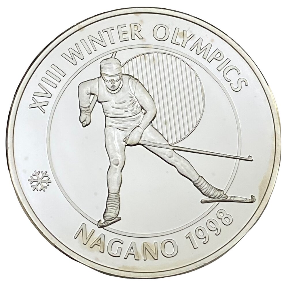 Германия, настольная медаль "Олимпиада в Нагано. Лыжи" (с сертификатом №2660) 1998 г.